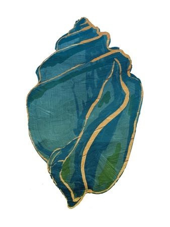 'Gold Trim Sea Green Shells Mate' Art Print - Jace Grey | Art.com