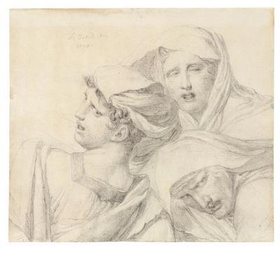 'Three Women in Classical Dress, Bust Length, with Anguished ...