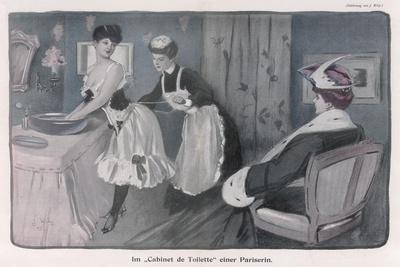 'Ladies' Maid Tightens Her Mistress's Corset' Art Print - Jacques Wely ...