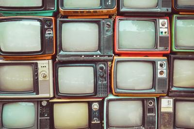 'Pattern Wall of Pile Colorful Retro Television (Tv) - Vintage Filter ...