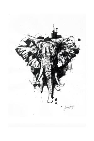'Inked Elephant' Art Print - James Grey | Art.com