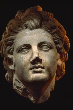 'A Sculpted Head of Alexander the Great. Thasos Archeological Museum ...