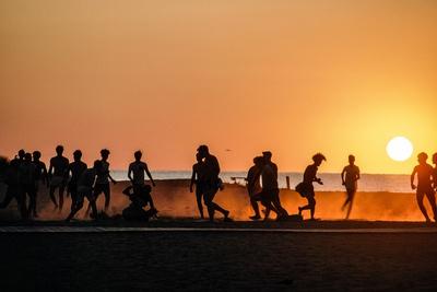'Young People Playing Football on the Beach at Sunset. Madaket Beach ...