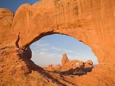 'Double Arch Frames Turret Arch at Dawn, Arches National Park, Utah ...