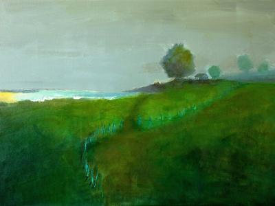 Blue Fence Art Print - Jan L. Waldron | Art.com