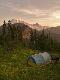 'Blue backpacking tent in the Tatoosh Wilderness, Washington State, USA ...