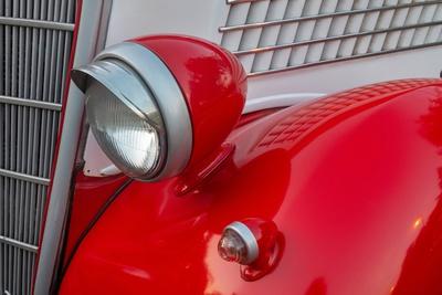 'Detail of head lamp on red classic American Ford in Habana, Havana ...