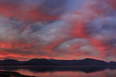 'USA, Washington State, Seabeck. Panoramic of sunset on Olympic ...