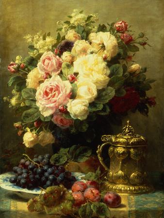 'A Vase of Roses and a Tankard on a Table' Giclee Print - Jean Baptiste ...
