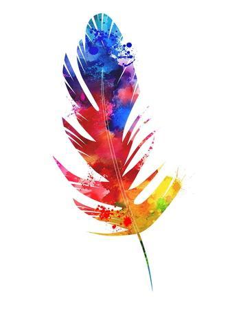 'Red and Blue Feather' Art Print - Jensen Adamsen | Art.com