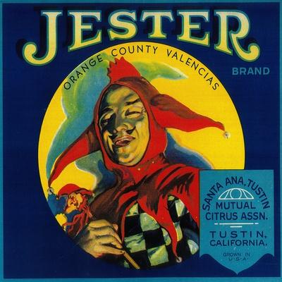 'Jester Orange Label - Tustin, CA' Art Print - Lantern Press | Art.com