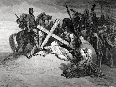 Jesus Reaches the Top of Calvary, Engraving, 19th Century Giclee Print ...