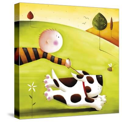 'Walkies' Stretched Canvas Print - Jo Parry | Art.com
