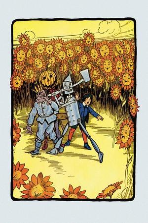 'Field of Sunflowers' Art Print - John R. Neill | Art.com