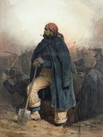 'Soldier with a Spade, 1834 watercolor' Giclee Print - Joseph-Louis ...