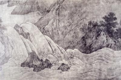 'Landscape with Waterfall' Giclee Print - Kano Motonobu | Art.com