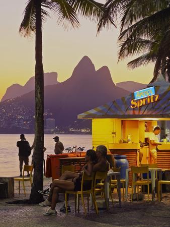 Brazil, City of Rio de Janeiro, Beach Bar at the Ipanema Beach with a ...