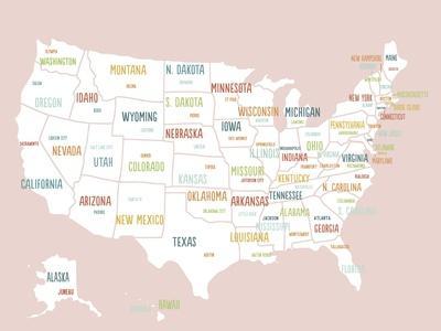 'Pink USA Map' Art Print - Kindred Sol Collective | Art.com