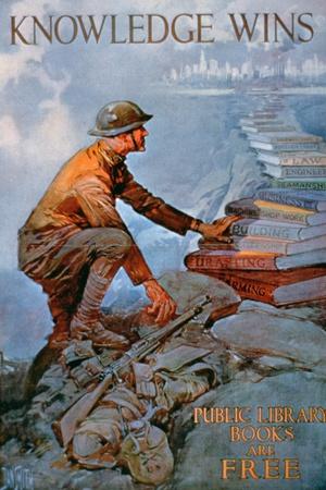 'Knowledge Wins, Public Library Books are Free', 2nd World War Poster ...
