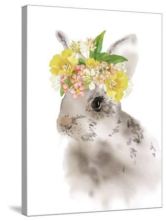 'Flower Crown - Rabbit' Stretched Canvas Print - Kristine Hegre | Art.com