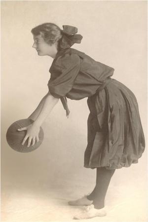 Lady in Bloomers with Medicine Ball Art Print | Art.com