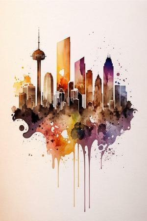 'Dallas Watercolor Skyline I' Art Print - Lana Kristiansen | Art.com