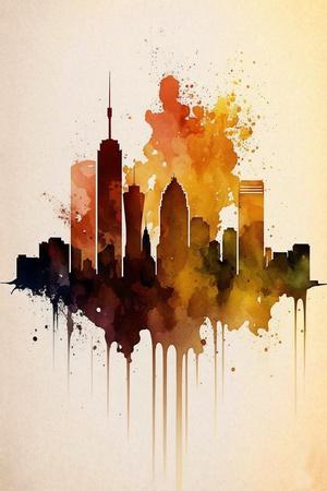 'Dallas Watercolor Skyline III' Art Print - Lana Kristiansen | Art.com