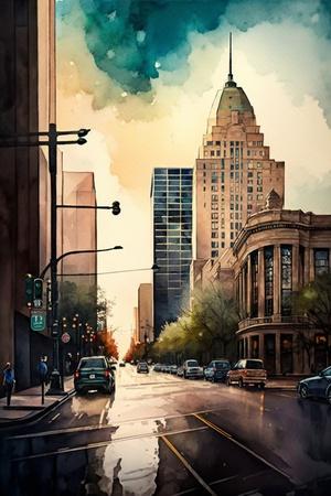 'Dallas Watercolor' Art Print - Lana Kristiansen | Art.com