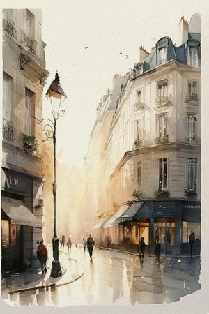 Streets of Paris Watercolor II Art Print - Lana Kristiansen | Art.com