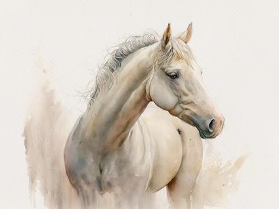 White Horse Watercolor I Art Print - Lana Kristiansen | Art.com