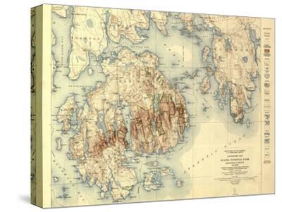 'Acadia National Park - Topographic Panoramic Map' Stretched Canvas ...