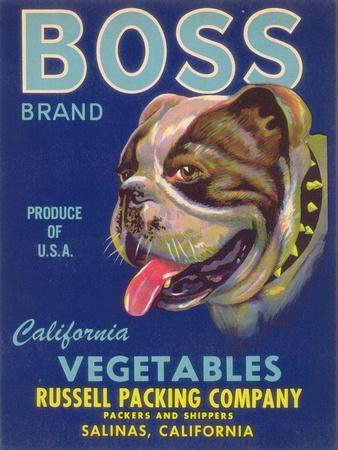 'Boss Vegetable Label - Salinas, CA' Art Print - Lantern Press | Art.com