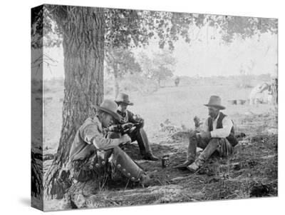 'Cowboys Eating Dinner under a Tree Photograph - Texas' Stretched ...