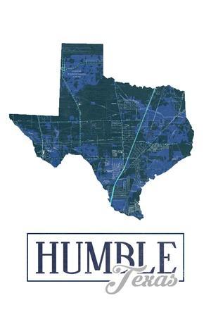 Humble, Texas - Map & City - State Outline - Lantern Press Artwork Art ...