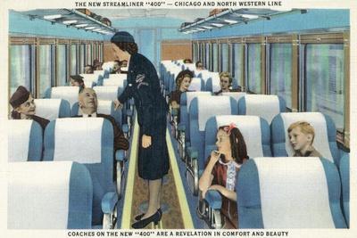 'Interior View of Chicago and Northwestern Line Streamliner 400 Train ...