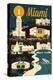 'Miami, Florida - Retro Skyline' Art Print - Lantern Press | Art.com