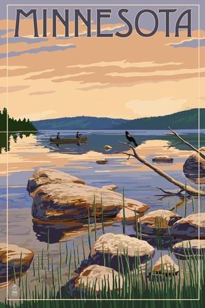 Minnesota - Lake Sunrise Scene Art Print - Lantern Press | Art.com