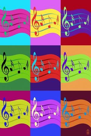 'Music Notes - Pop Art - Lantern Press Artwork' Art Print - Lantern ...