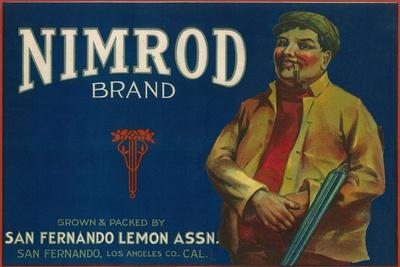 'Nimrod Lemon Label - San Fernando, CA' Art Print - Lantern Press | Art.com