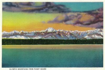 'Olympic Mountains from Puget Sound - Olympic National Park' Art Print ...