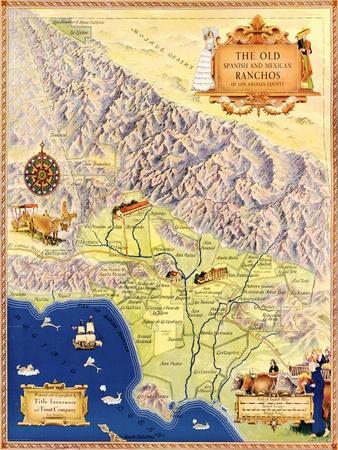 'Spanish and Mexican Ranchos of Los Angeles - Panoramic Map' Art Print ...