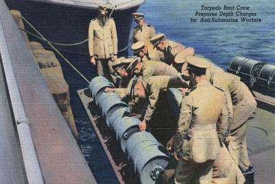 'US Navy View - Topedo Boat Crew Prepares Depth Charge' Art Print ...