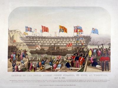 'Launch of HMS 'Royal Albert, Woolwich Royal Dockyard, Kent, 1854 ...