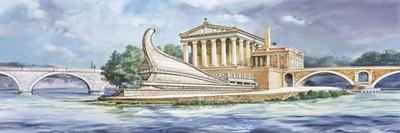 'Lazio, Rome, Reconstruction of Tiber Island' Giclee Print | Art.com