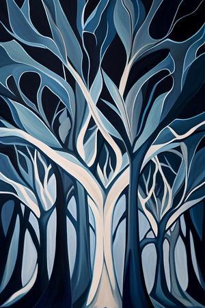 Abstract Blue Forest Art Print - Lea Faucher | Art.com
