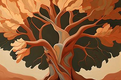 'Abstract Orange Oak Tree' Art Print - Lea Faucher | Art.com