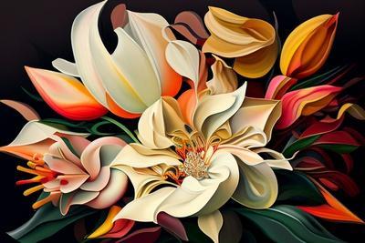 'Asiatic Lilies Study' Art Print - Lea Faucher | Art.com
