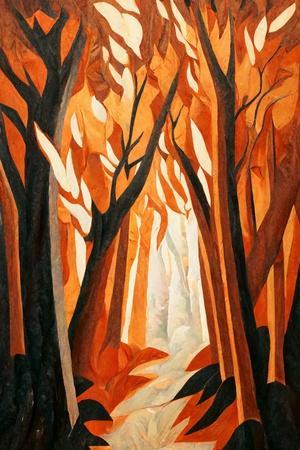'Orange Forest Trees' Art Print - Lea Faucher | Art.com
