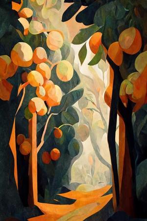 'Orange Fruit Tree' Art Print - Lea Faucher | Art.com