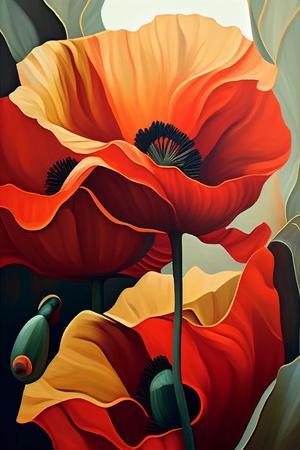 'Poppy Flowers' Art Print - Lea Faucher | Art.com